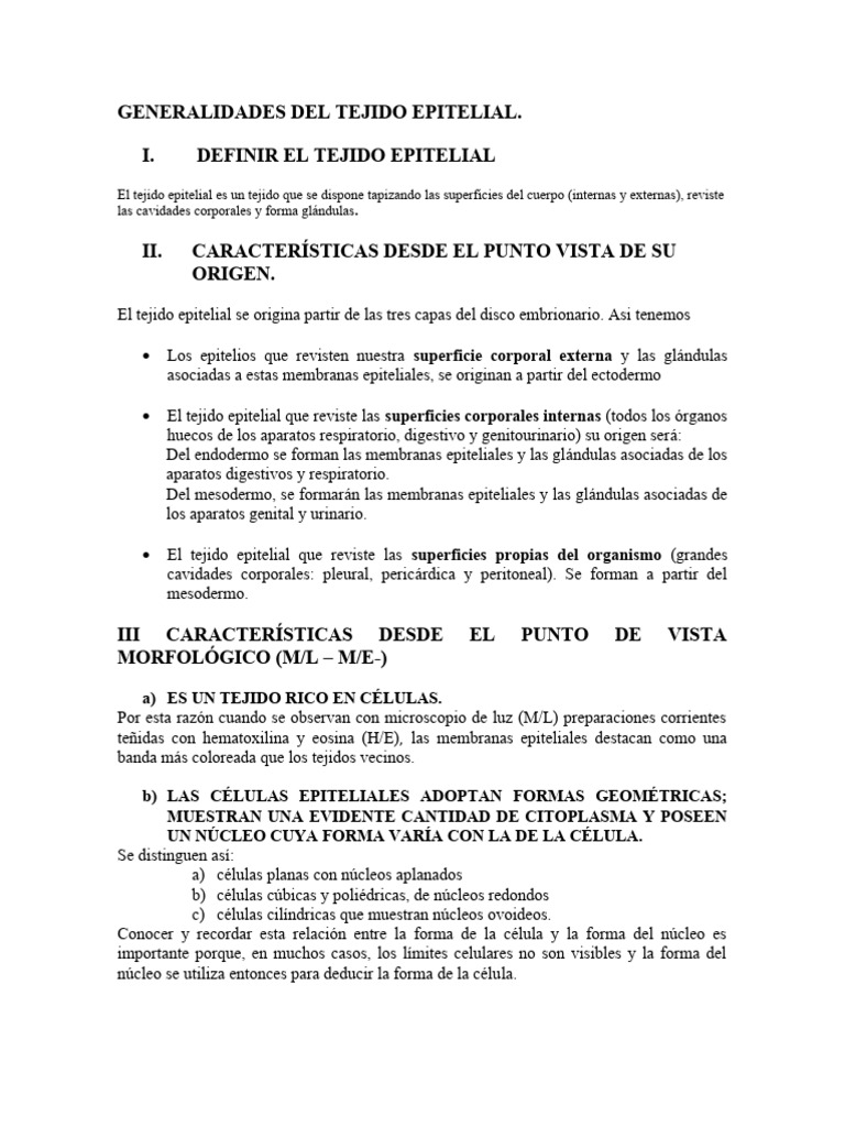 Generalidades Del Tejido Epitelial | PDF | Epitelio | Biología Celular)