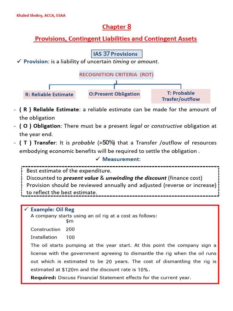 IFRS CH 8 Provisions | PDF | Expense | Discounting
