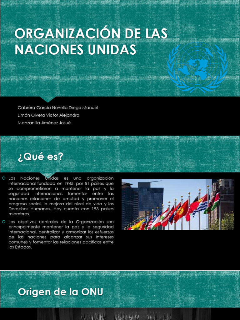 ORGANIZACIÓN DE LAS NACIONES UNIDAS FINAL-1 | PDF | Naciones Unidas | Relaciones internacionales