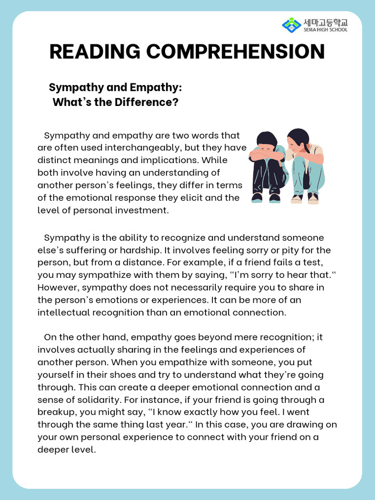Empathy and Sympathy Worksheets | PDF | Empathy | Sympathy