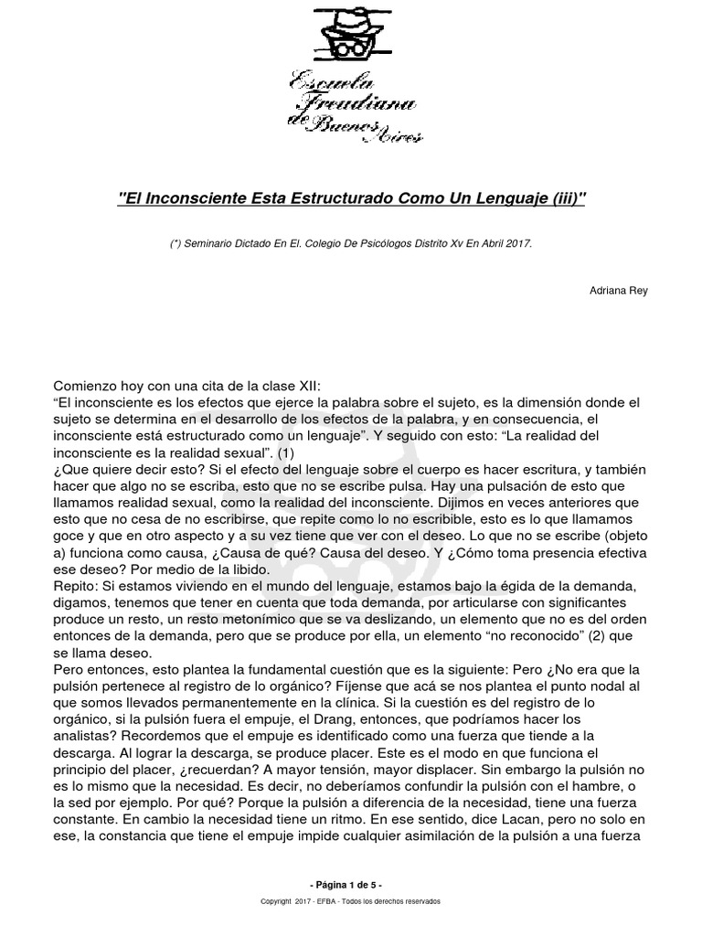 El icc estructurado como lenguaje. Adriana Rey | PDF | Jacques Lacan ...