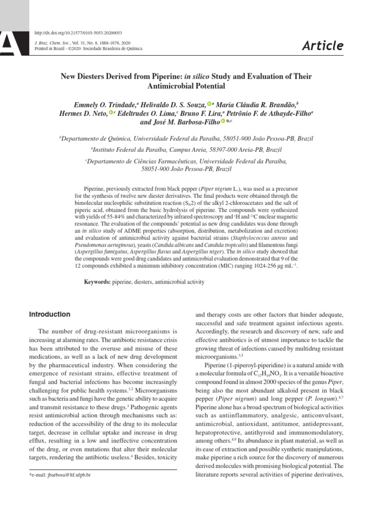 New Piperine Diesters: Antimicrobial Study | PDF | Antimicrobial ...