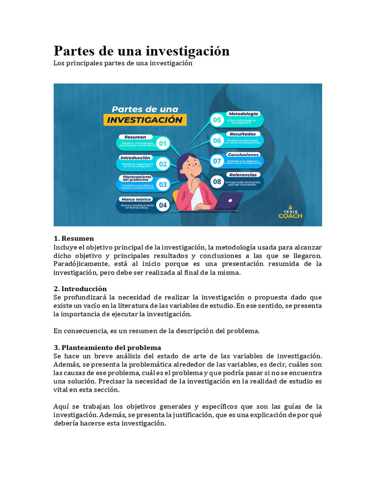 Partes Clave de una Investigación | PDF | Hipótesis | Método científico