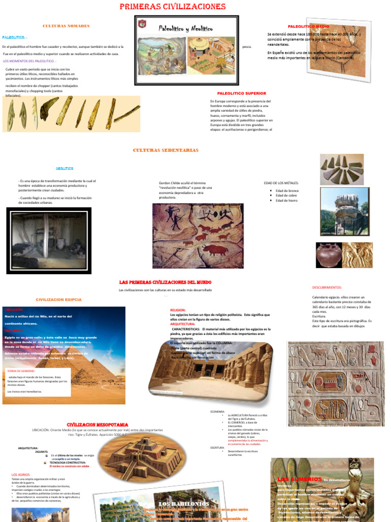 Primeras Civilizaciones Pdf Paleolítico Antiguo Egipto