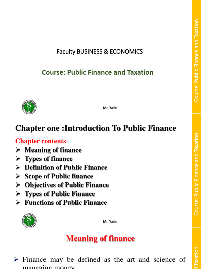 Introduction to Public Finance Concepts | PDF | Public Finance | Taxes
