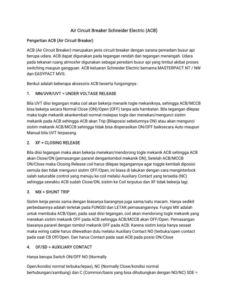 Aksesoris ACB Schneider Electric | PDF
