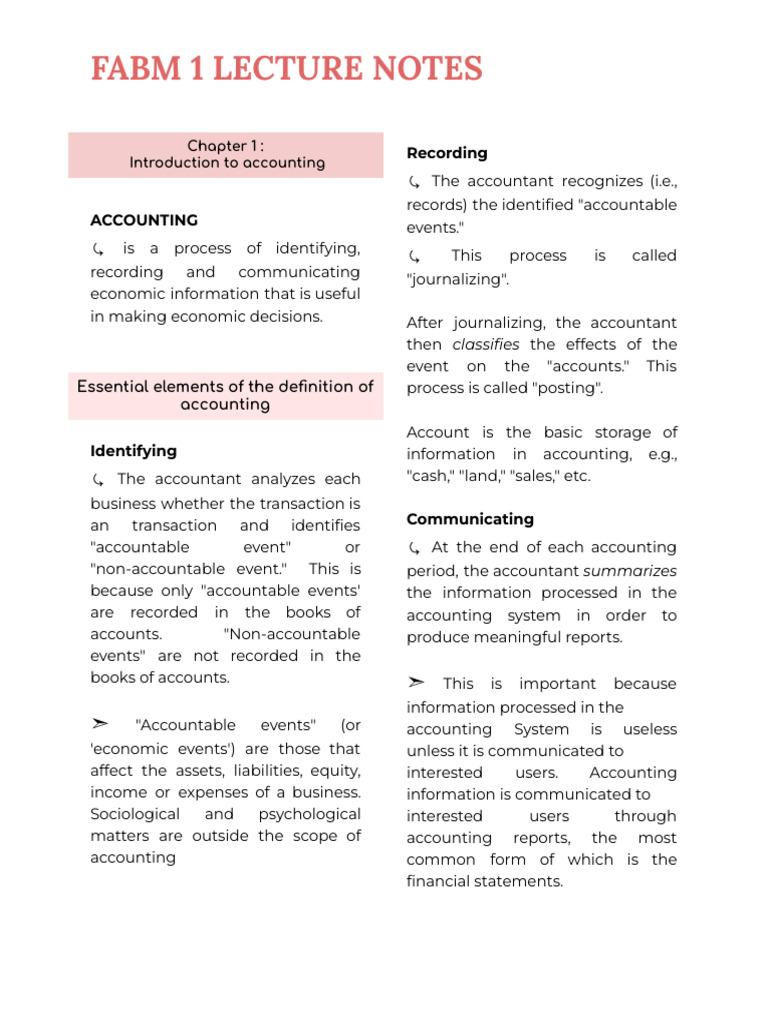 Fabm Notes | PDF | Accounting | Information