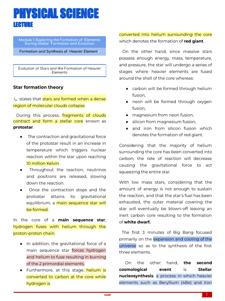 Physical Science Notes | PDF | Chemical Polarity | Stars