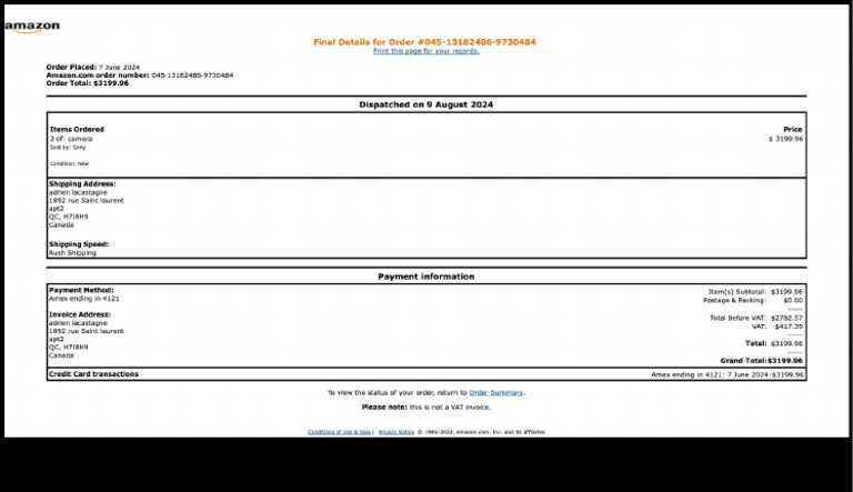Amazoninvoice045 13182486 9730484 | PDF