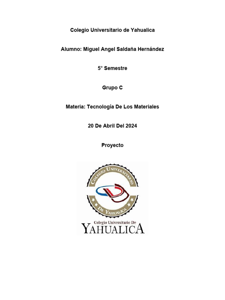 proyecto- tegnologia de los materiales- 20-04-24 | Descargar gratis PDF ...