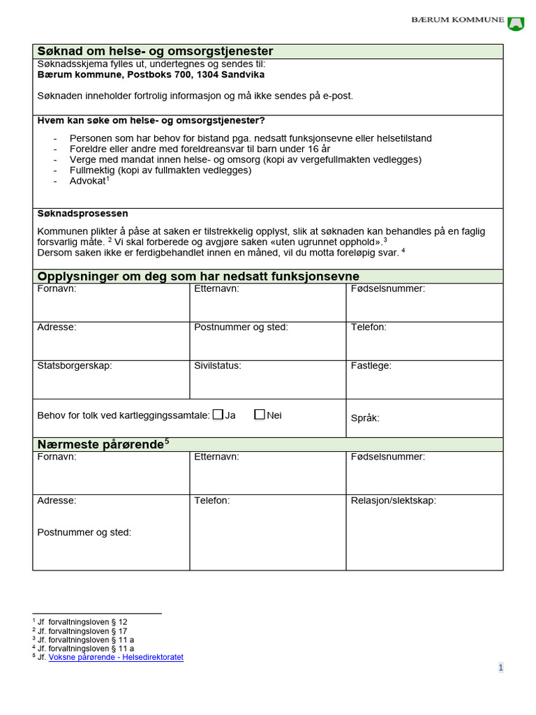 Soknad Om Helse Og Omsorgstjenester Ny 15mai | PDF