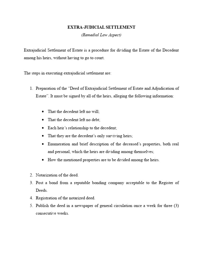 EJS Process (Remedial Law) | PDF | Deed | Inheritance