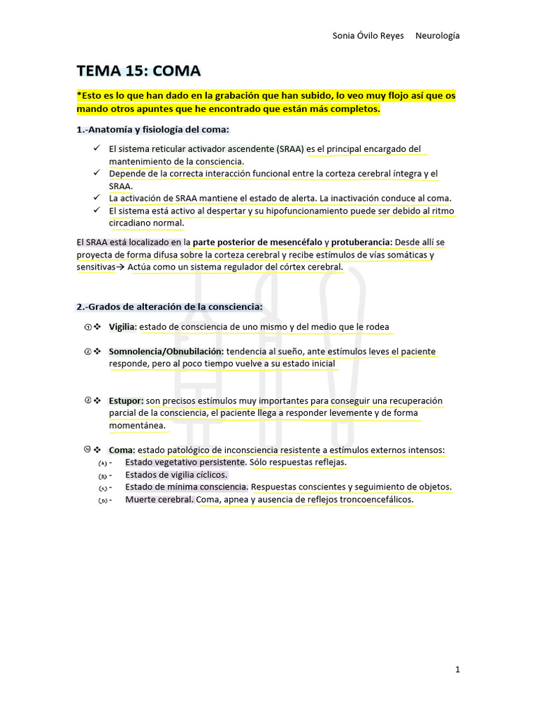 COMAaaaa | PDF | Coma | Cerebro