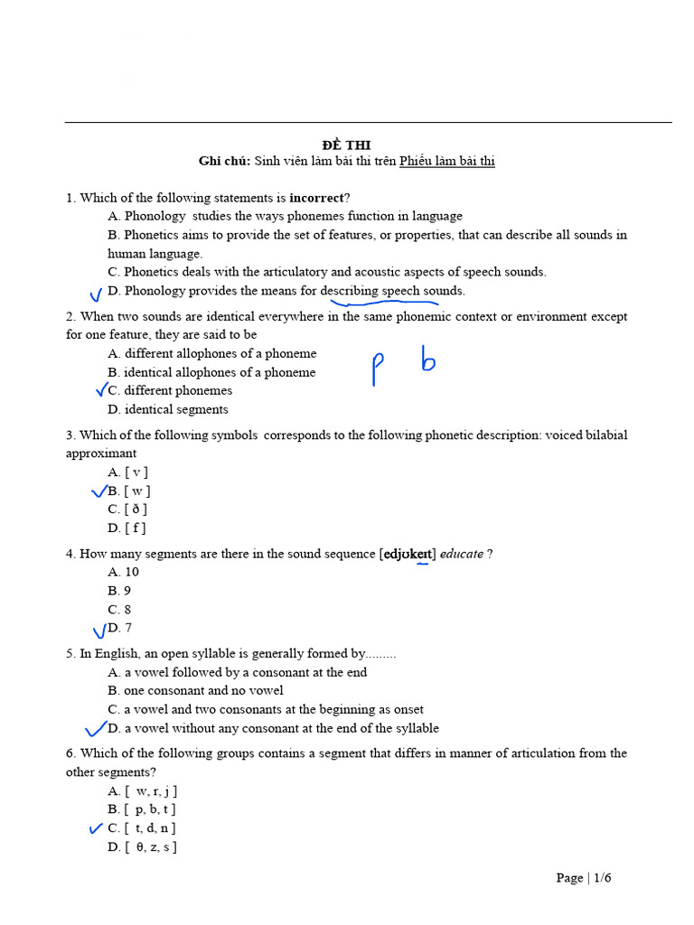 Key - Sample End Test Phono 2 | PDF | Syllable | Phonetics