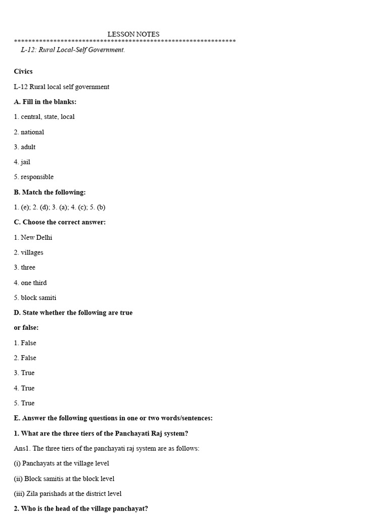 Functions of Rural Local Self-Government | PDF | Politics Of India ...