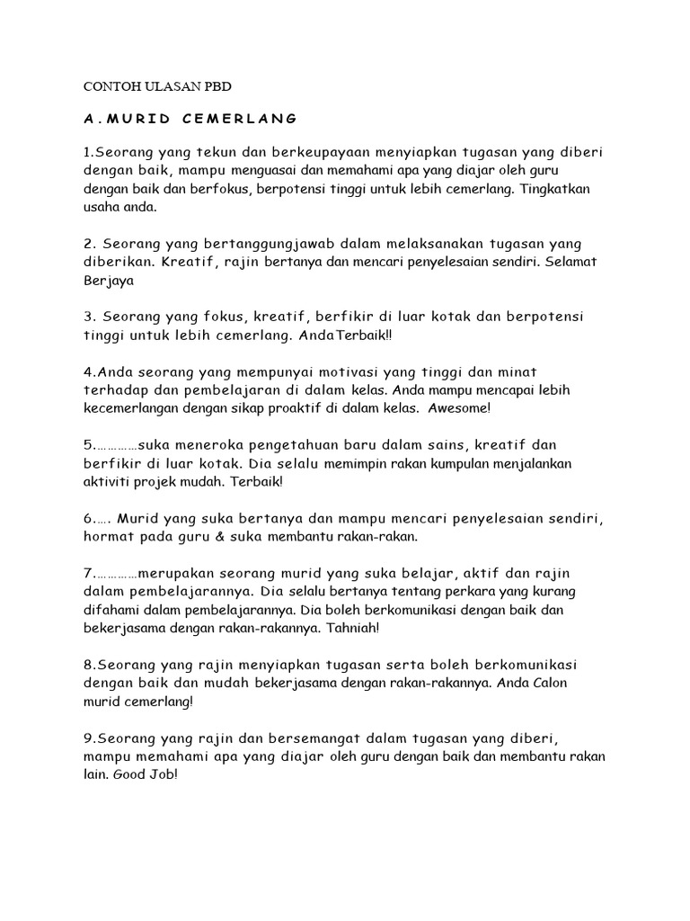 Contoh Ulasan PBD | PDF