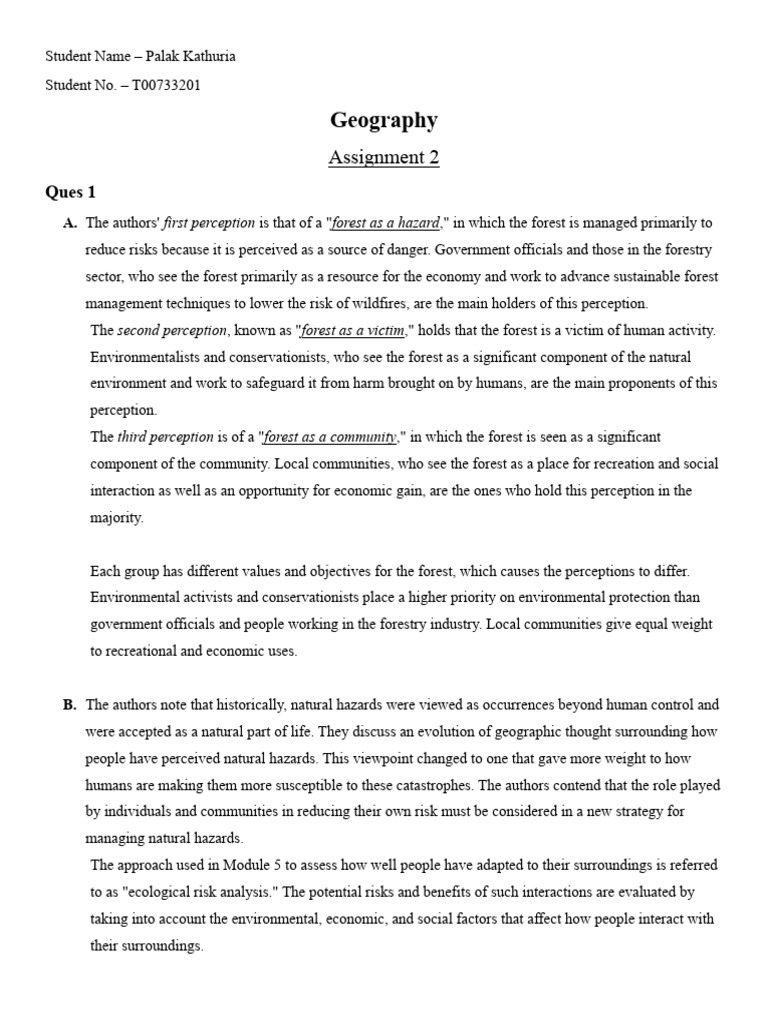 Palak Kathuria - T00733201 - GEOG1191 - Assignment2 | PDF | Wildfire | Risk
