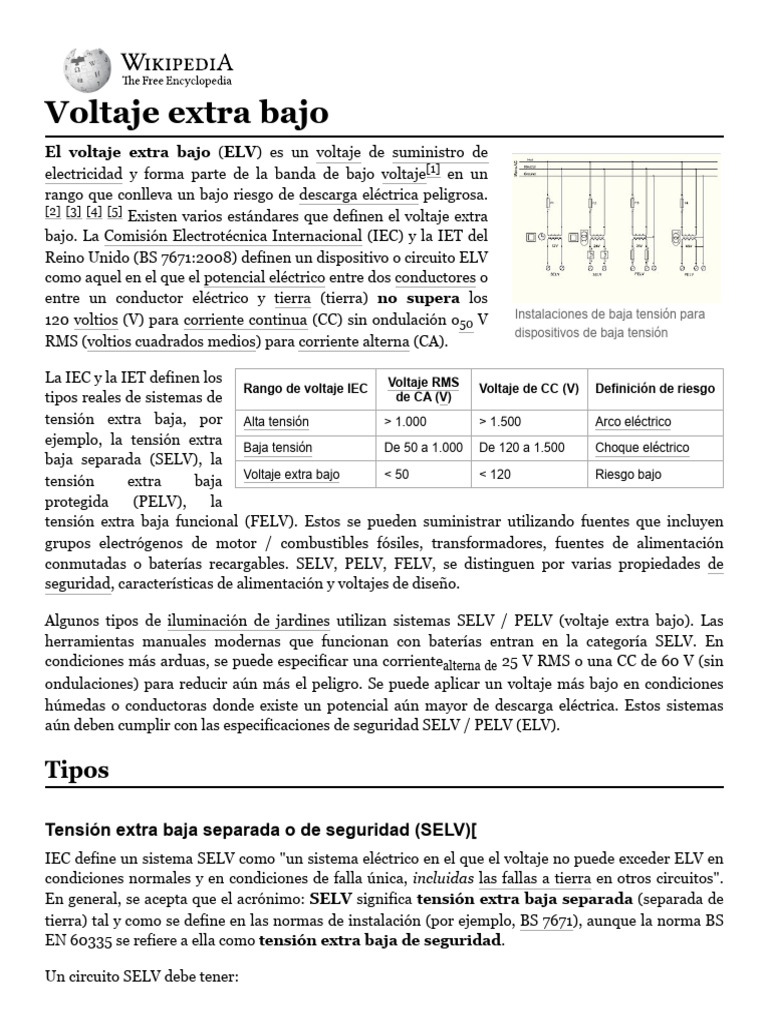 Sistemas de Voltaje Extra Bajo (ELV) | PDF | voltaje | Energia electrica