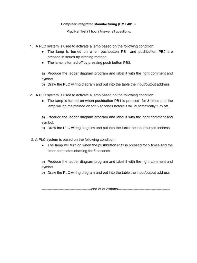 CIM Practical Test | PDF