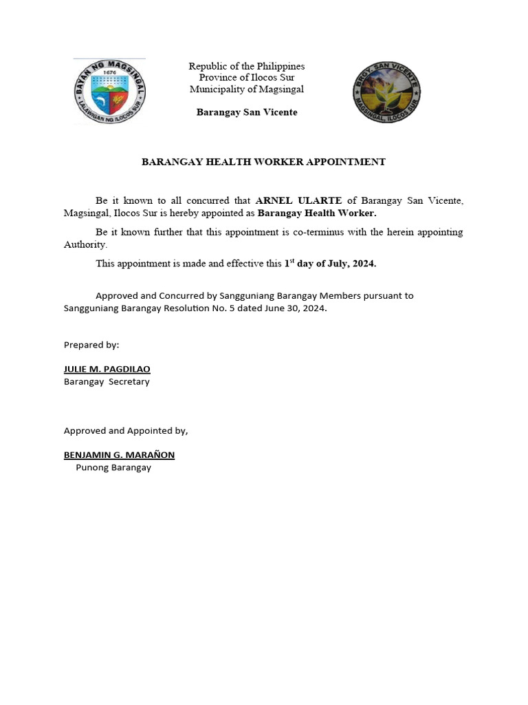 BHW Appointment | PDF