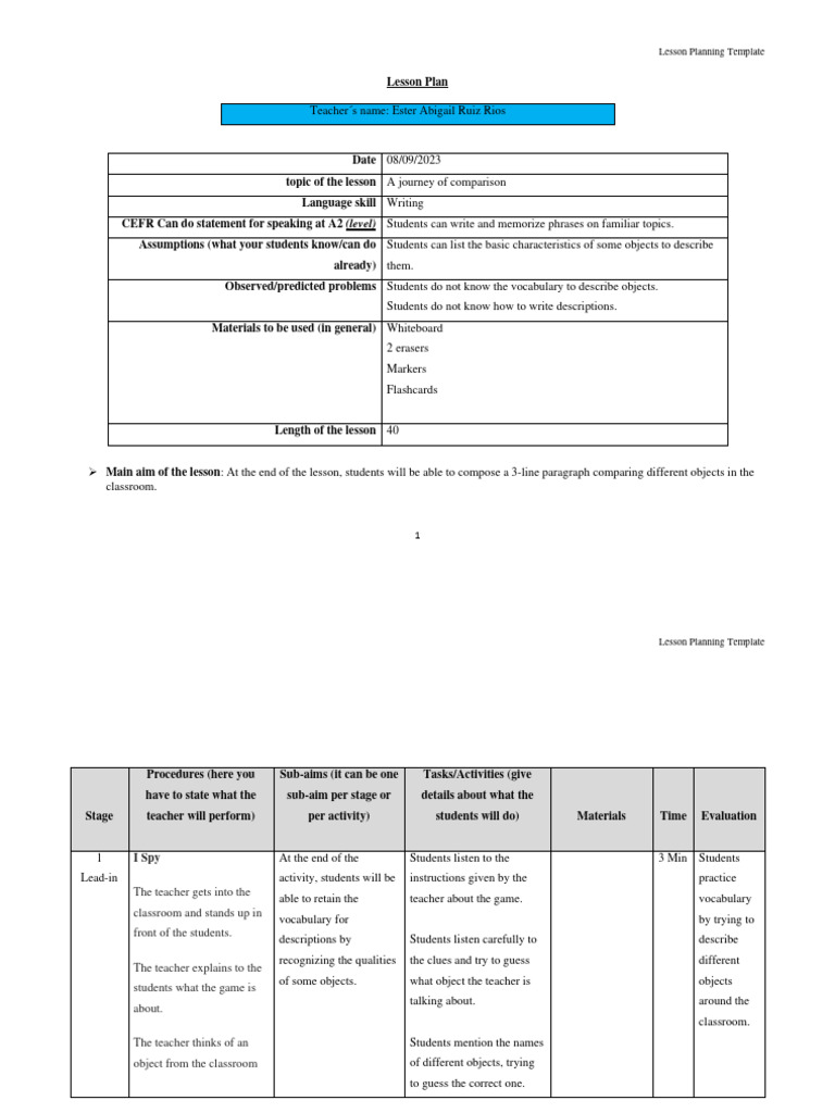 Lesson Plan Template | PDF | Lesson Plan | Teachers