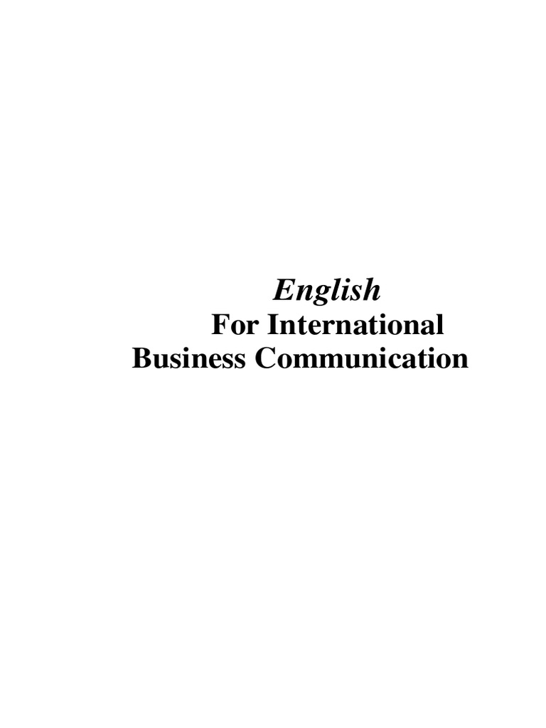 English For International Business Communication | PDF