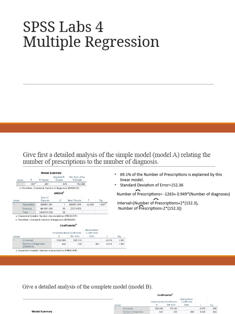 SPSS Labs 4 | PDF | Linear Regression | Confidence Interval