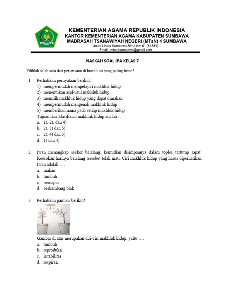 SOAL IPA 7 GENAP 2024 | PDF