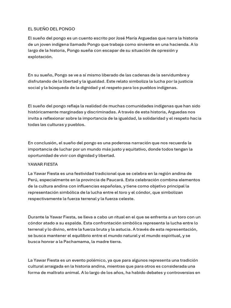El Sueño Del Pongo | PDF | Perú