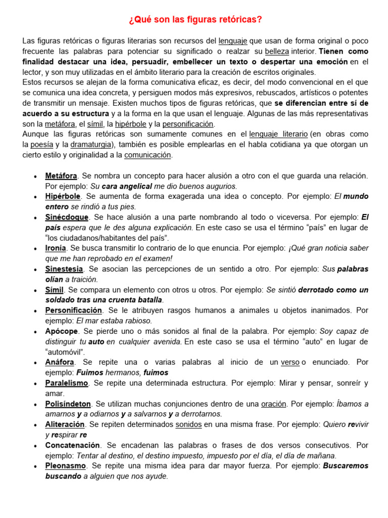 Figuras Retóricas: Definición y Ejemplos | PDF | Técnicas Retóricas