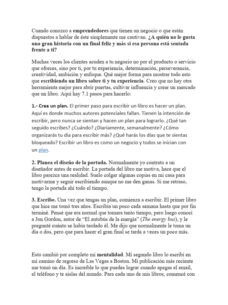 Pasos para Escribir Un Libro | PDF | Autosuperación