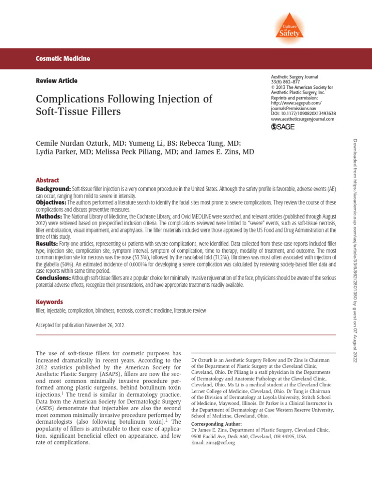 Complications Following Injection of Sof | PDF | Plastic Surgery ...