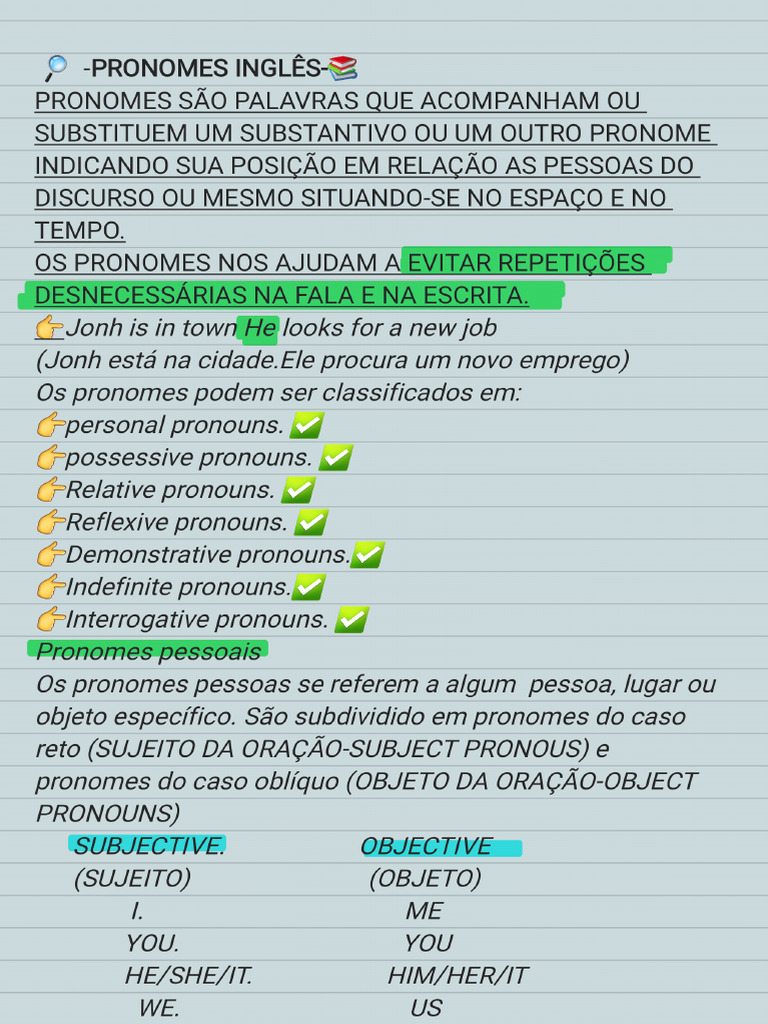 Inglês-PRONOMES - 240319 - 135455 | PDF