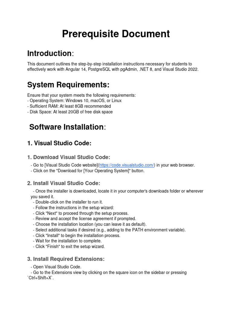 PrerequisiteDocument | Download Free PDF | Installation (Computer Programs) | Postgre Sql