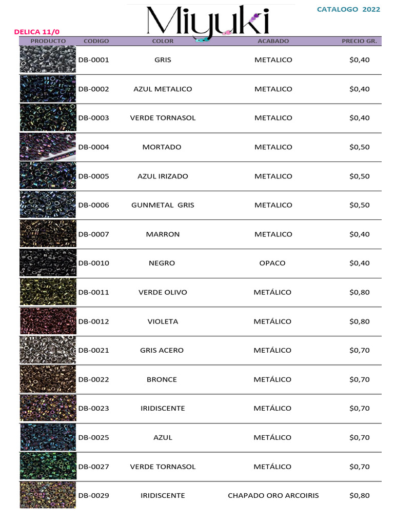 Catalogo Miyuki Delica 2022 | PDF | Color | Azul