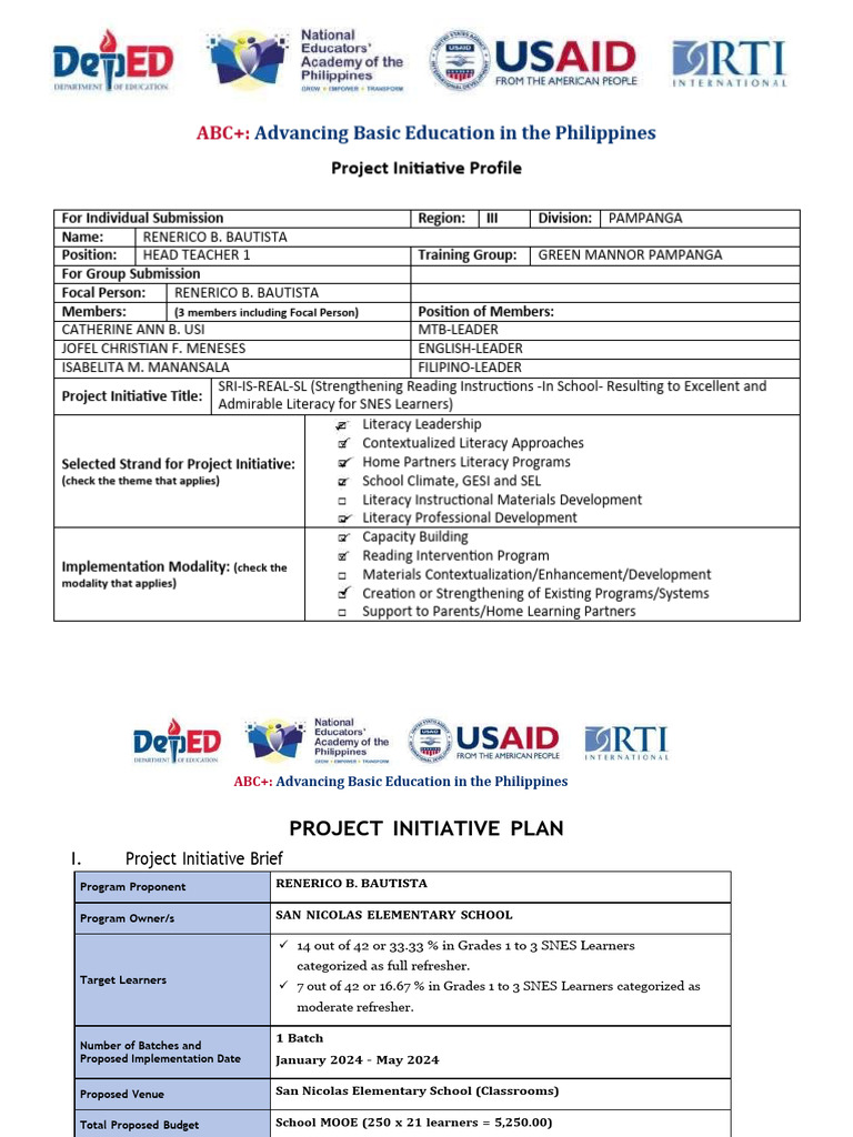 Snes - 106157 Pip 2023 2024 Final | PDF | Literacy | Learning