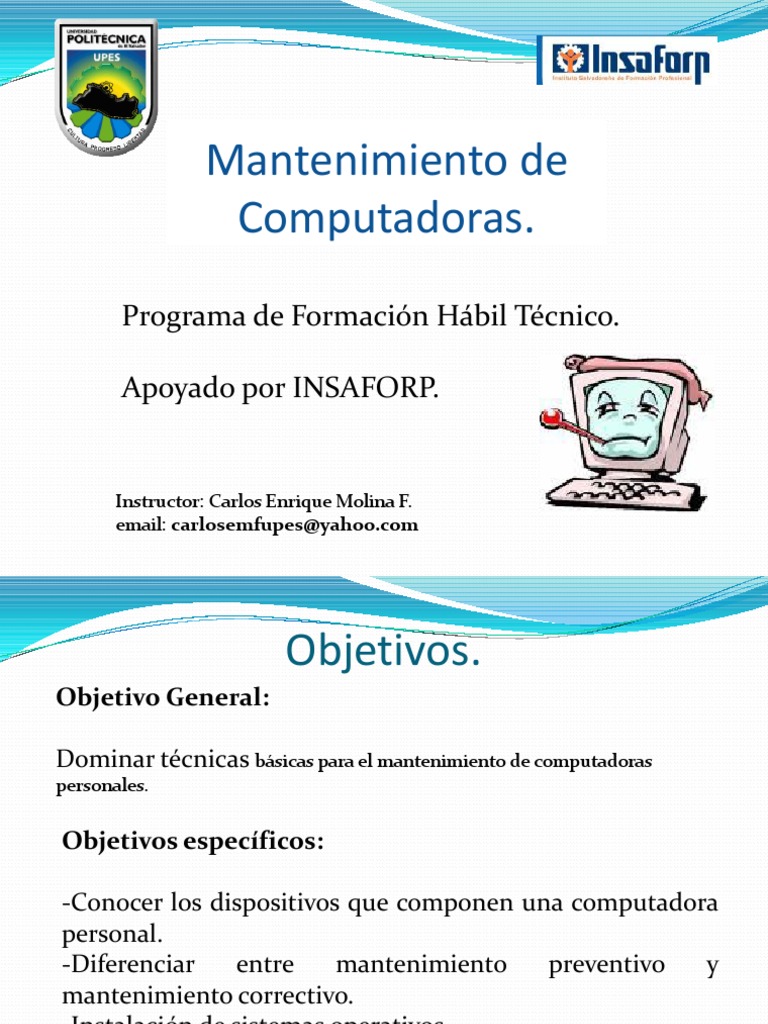 01 - Mantenimiento de Computadoras | PDF | Disco duro | Memoria del ...