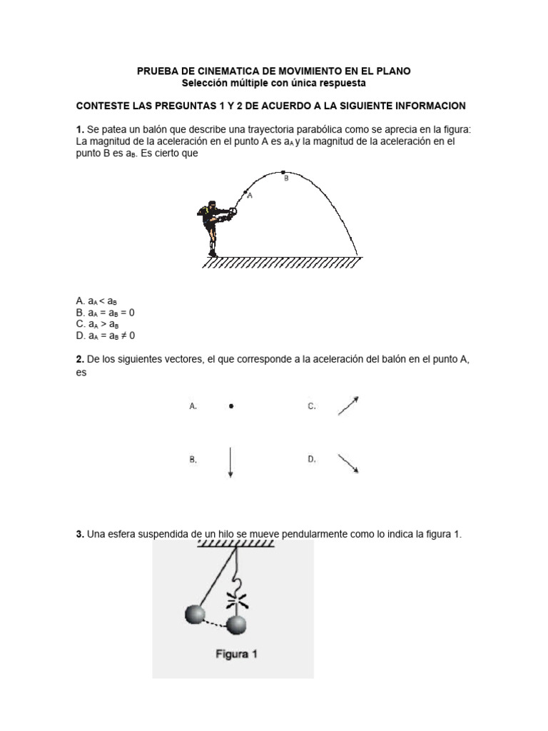 Prueba de Cinematica de Movimiento en El Plano | PDF | Aceleración | Velocidad
