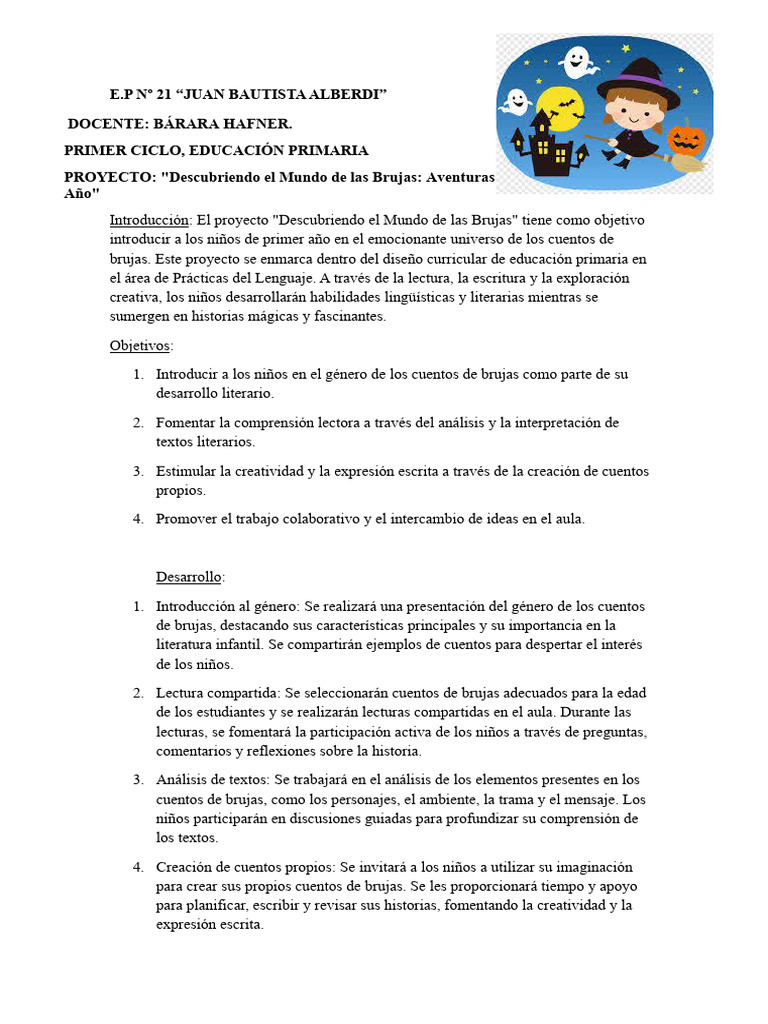 Brujas Proyecto | PDF | Educación primaria | Evaluación