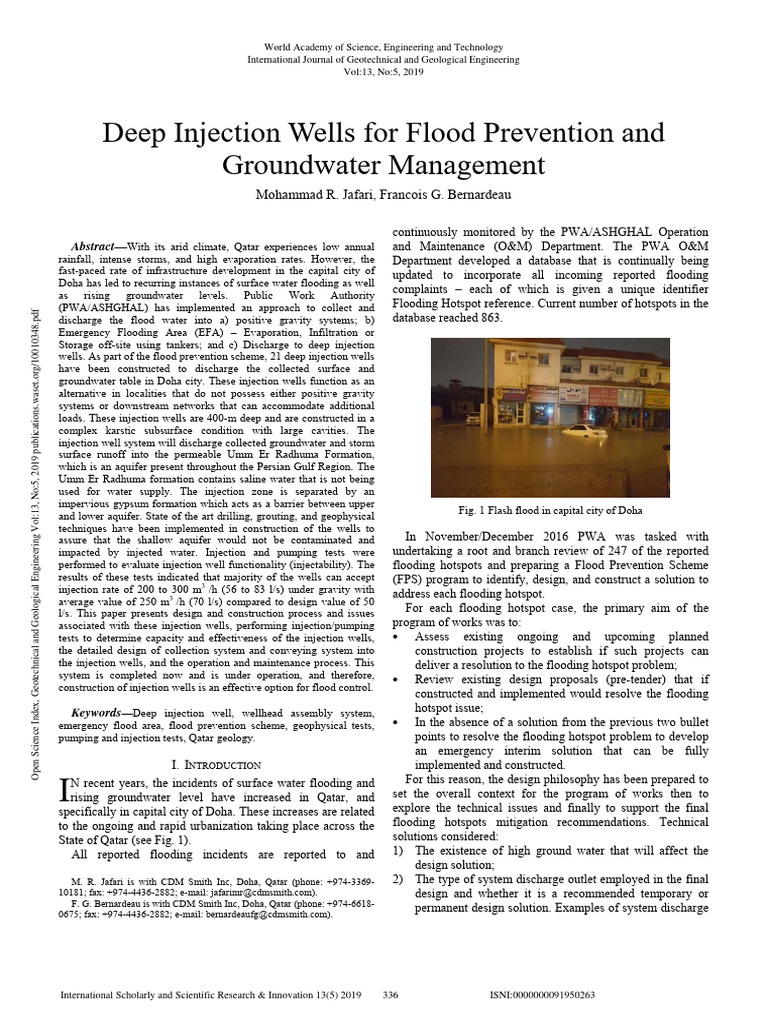 Deep Injection Wells For Flood Prevention and Groundwater Management ...