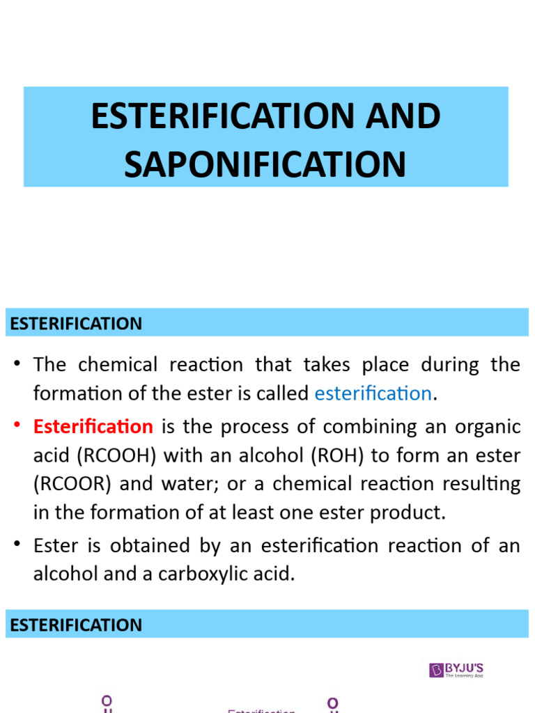 Esterification and Saponification | PDF | Ester | Chemistry
