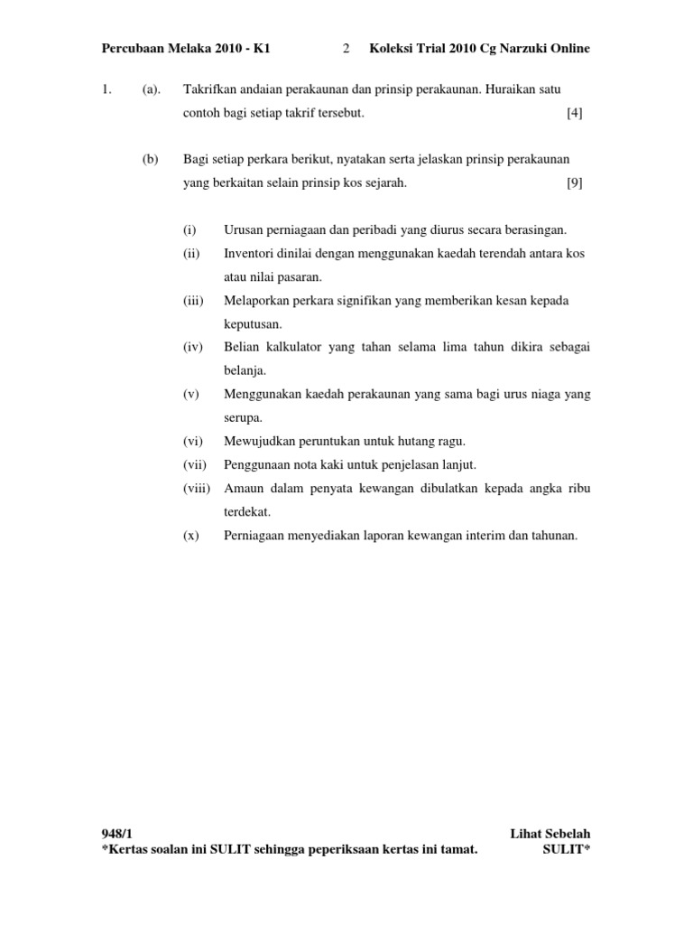 Melaka STPM Perakaunan | PDF