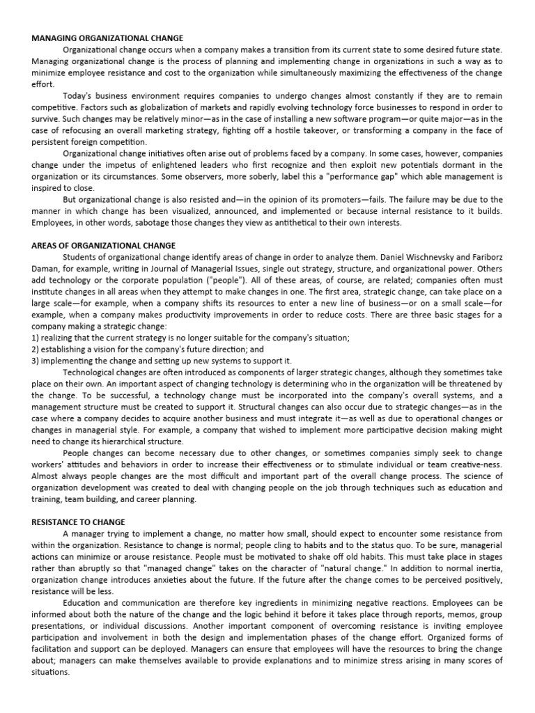 Managing Organizational Change | PDF | Change Management | Behavior
