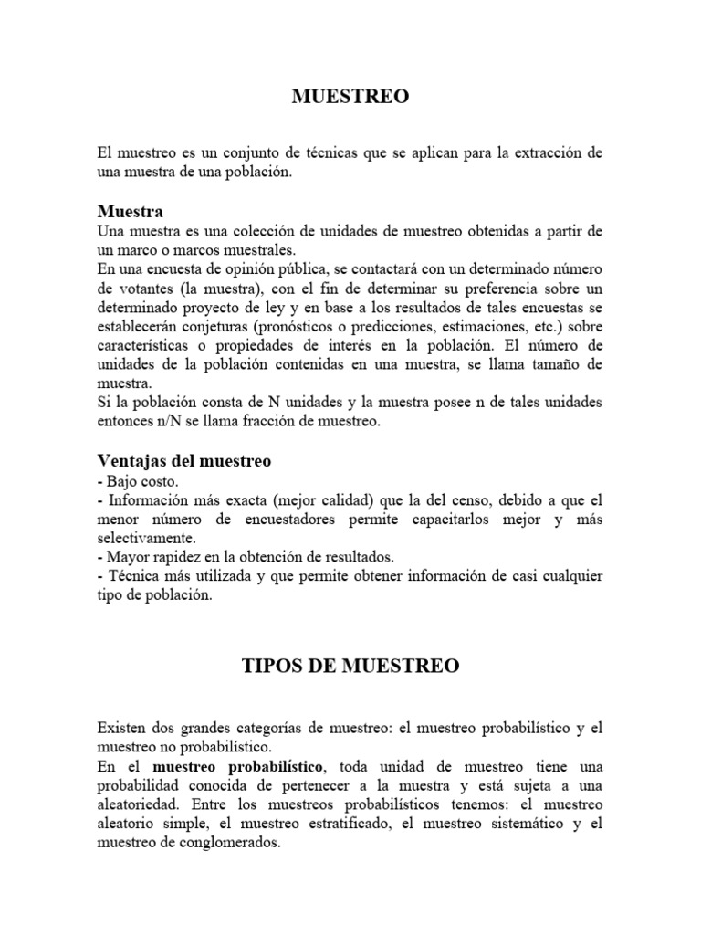 Muestreo Aleatorio Simple | Descargar gratis PDF | Muestreo ...