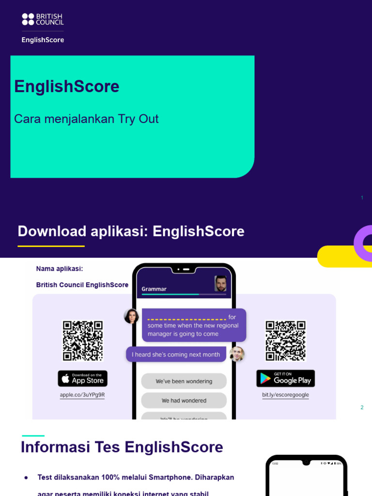 Panduan Tes Aplikasi EnglishScore | PDF