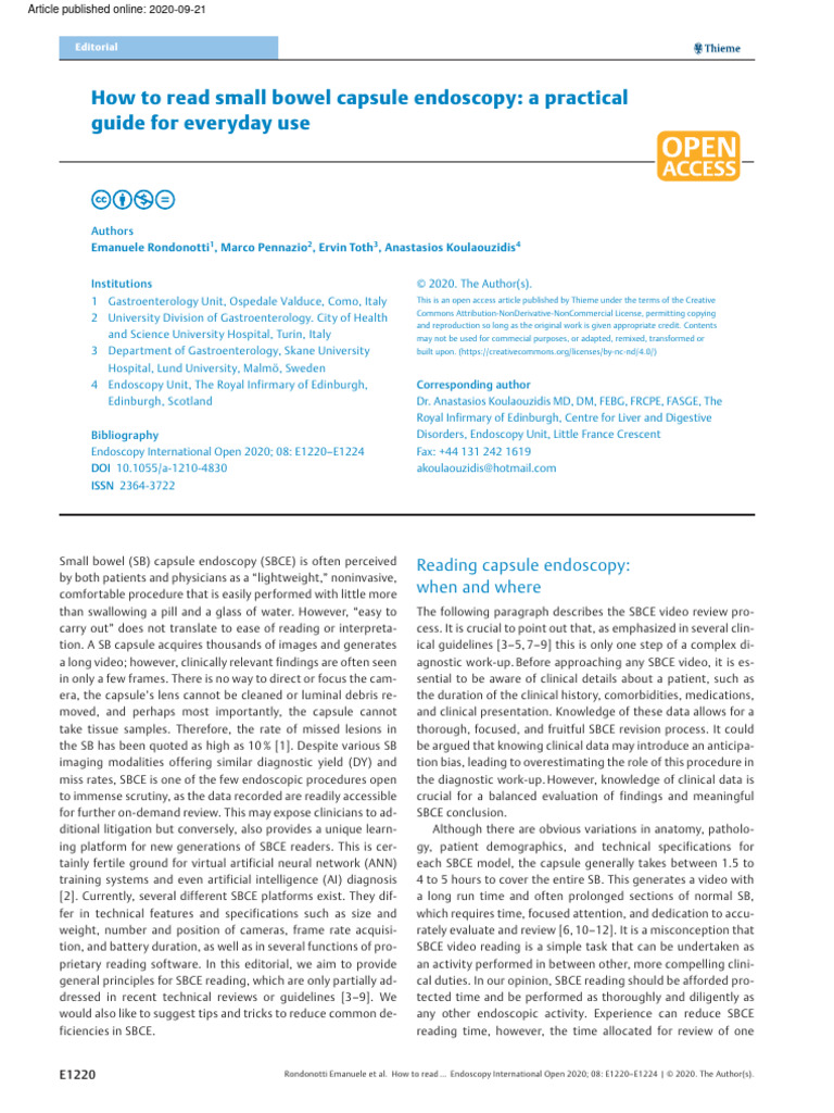 How To Read Small Bowel Capsule Endoscopy A Practi | PDF ...