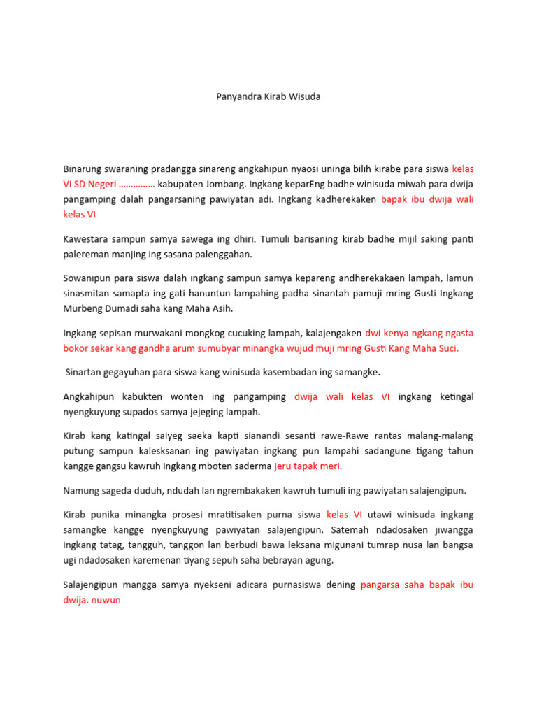 Panyandra Kirab Wisuda kelas VI | PDF