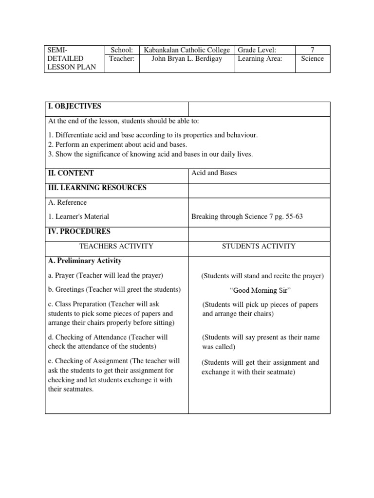 Demo Lesson Plan Bryan | PDF | Lesson Plan | Learning