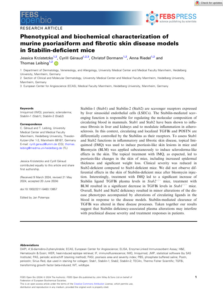 Phenotypical and biochemical characterization of murine psoriasiform ...