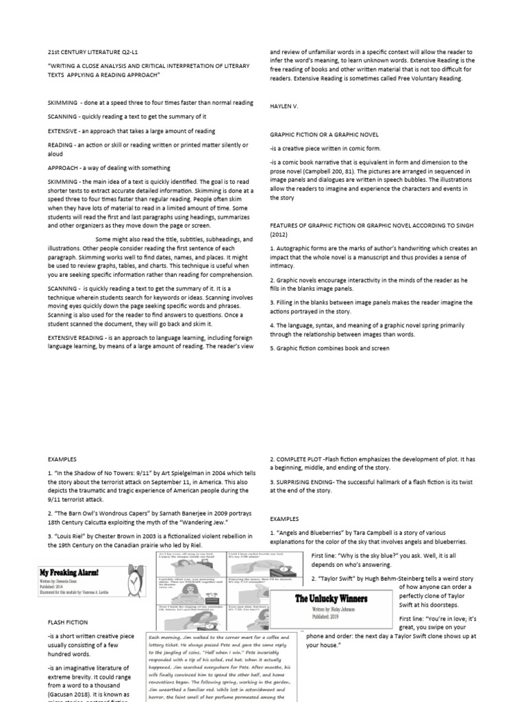21st CENTURY LITERATURE Q2 REVIEWER | PDF | Speed Reading | Books 21st CENTURY LITERATURE Q2 REVIEWER | PDF | Speed Reading | Books